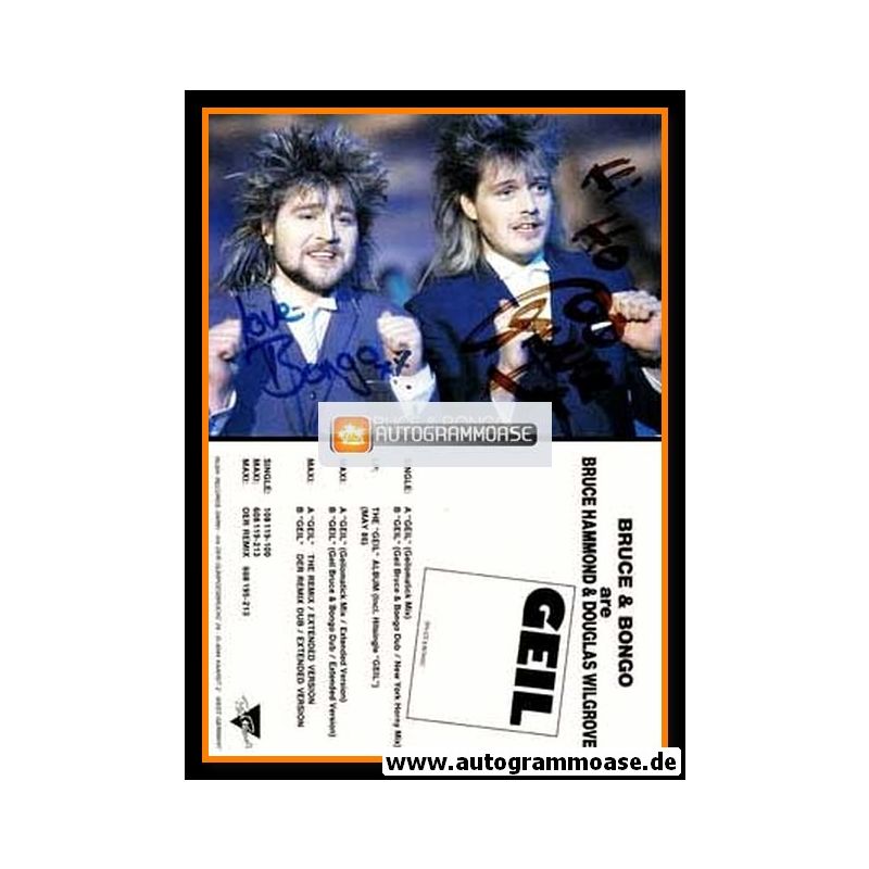 Autogramme Pop | BRUCE + BONGO | 1986 "Geil"